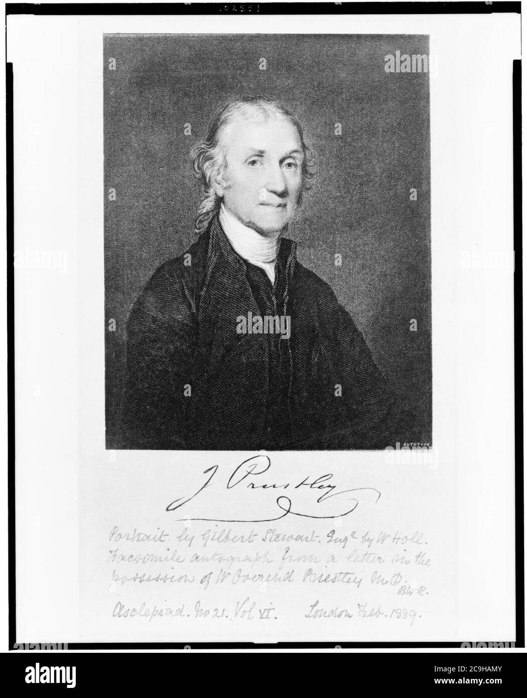 J. Priestley, head-and-shoulders portrait facing left) - portrait by ...