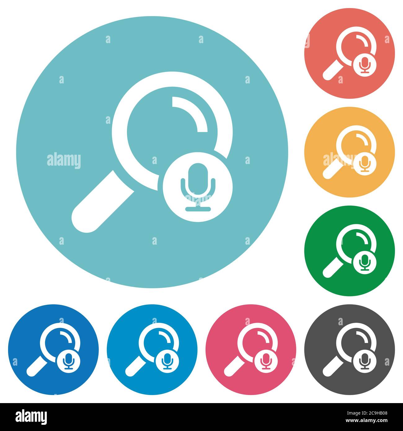 Voice search flat white icons on round color backgrounds Stock Vector ...