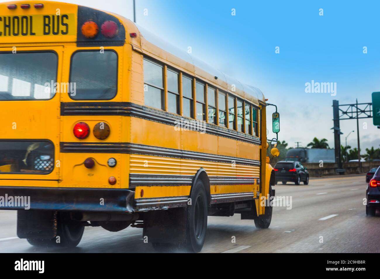 School bus on the highway in Miami. Florida, USA Stock Photo - Alamy
