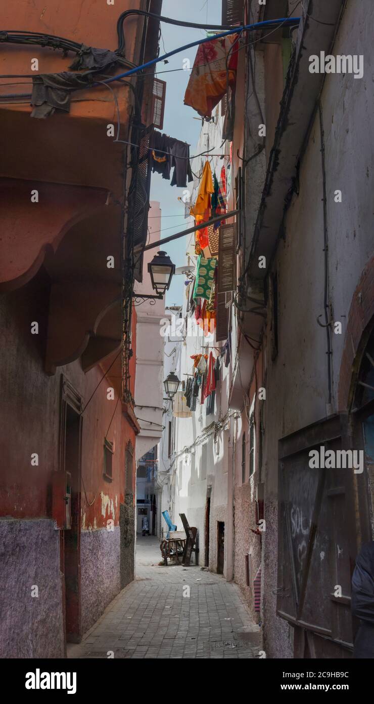 Street in ancient medina of Casablanca, Morocco Stock Photo - Alamy