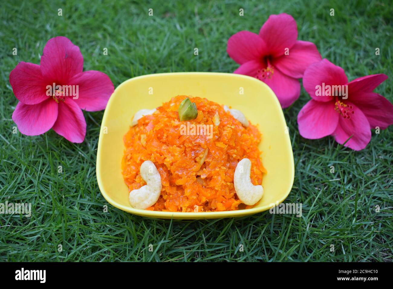 Traditional popular Indian dessert cuisine item. Homemade carrot gajar ...