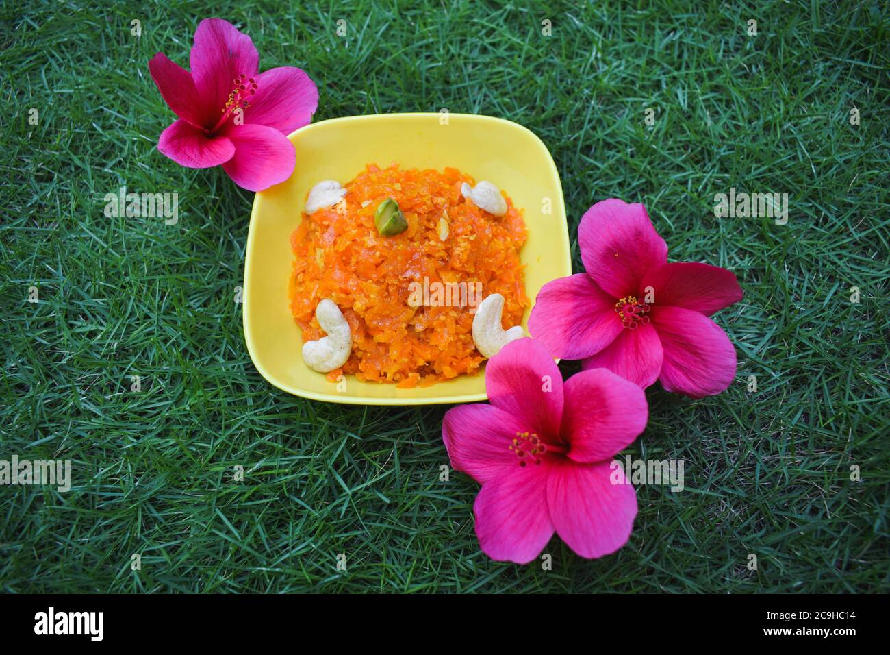 Traditional popular Indian dessert cuisine item. Homemade carrot gajar ...