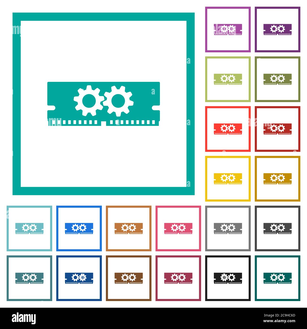 Memory optimization flat color icons with quadrant frames on white ...