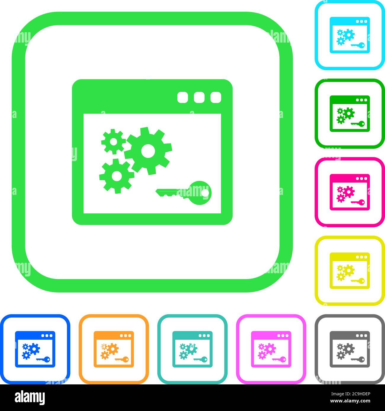 API key vivid colored flat icons in curved borders on white background ...