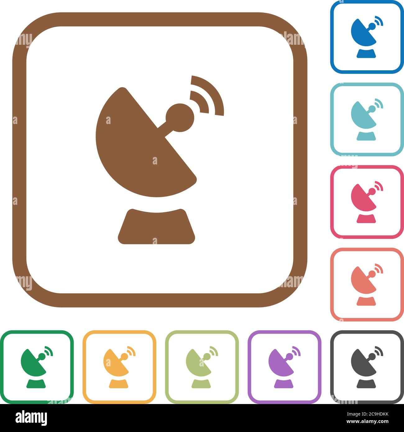 Satellite dish simple icons in color rounded square frames on white background Stock Vector ...