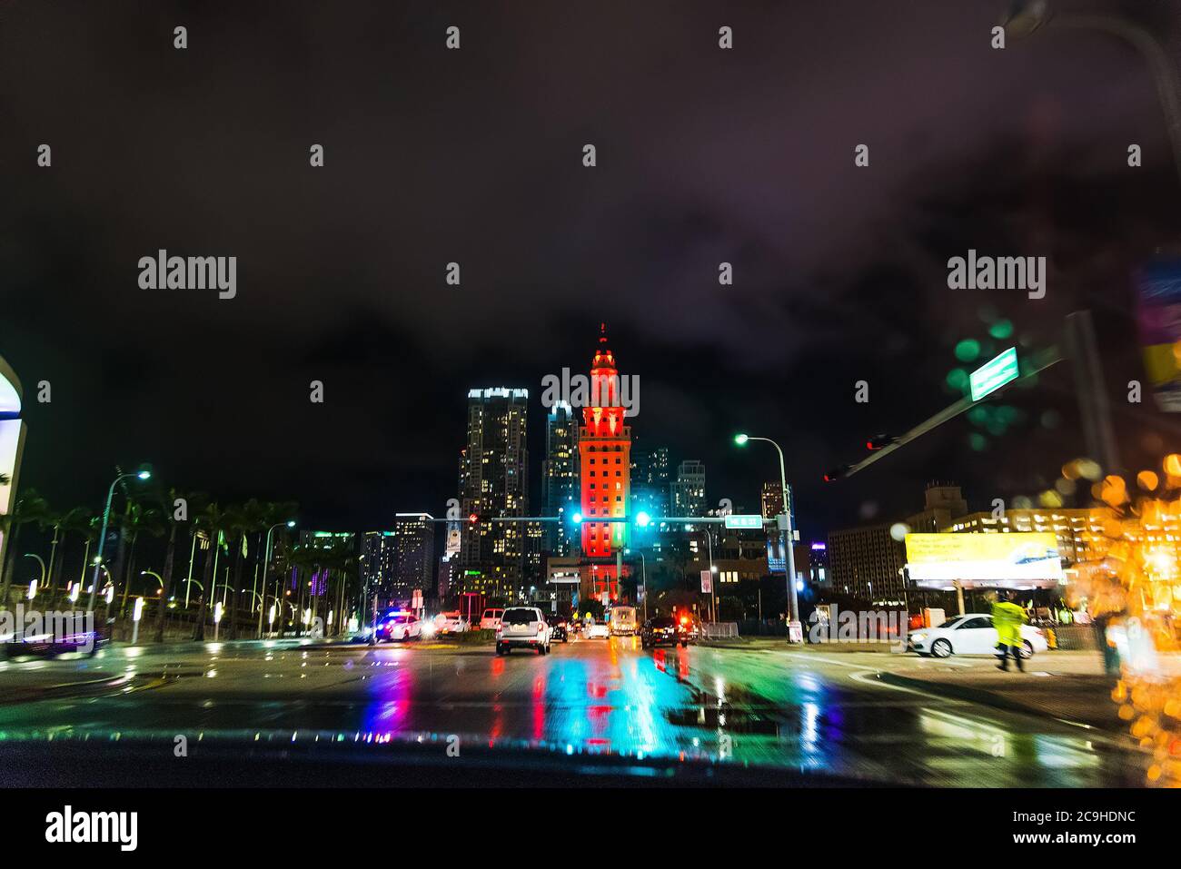 Freedom tower and downtown Miami at night. Southern Florida, USA Stock ...