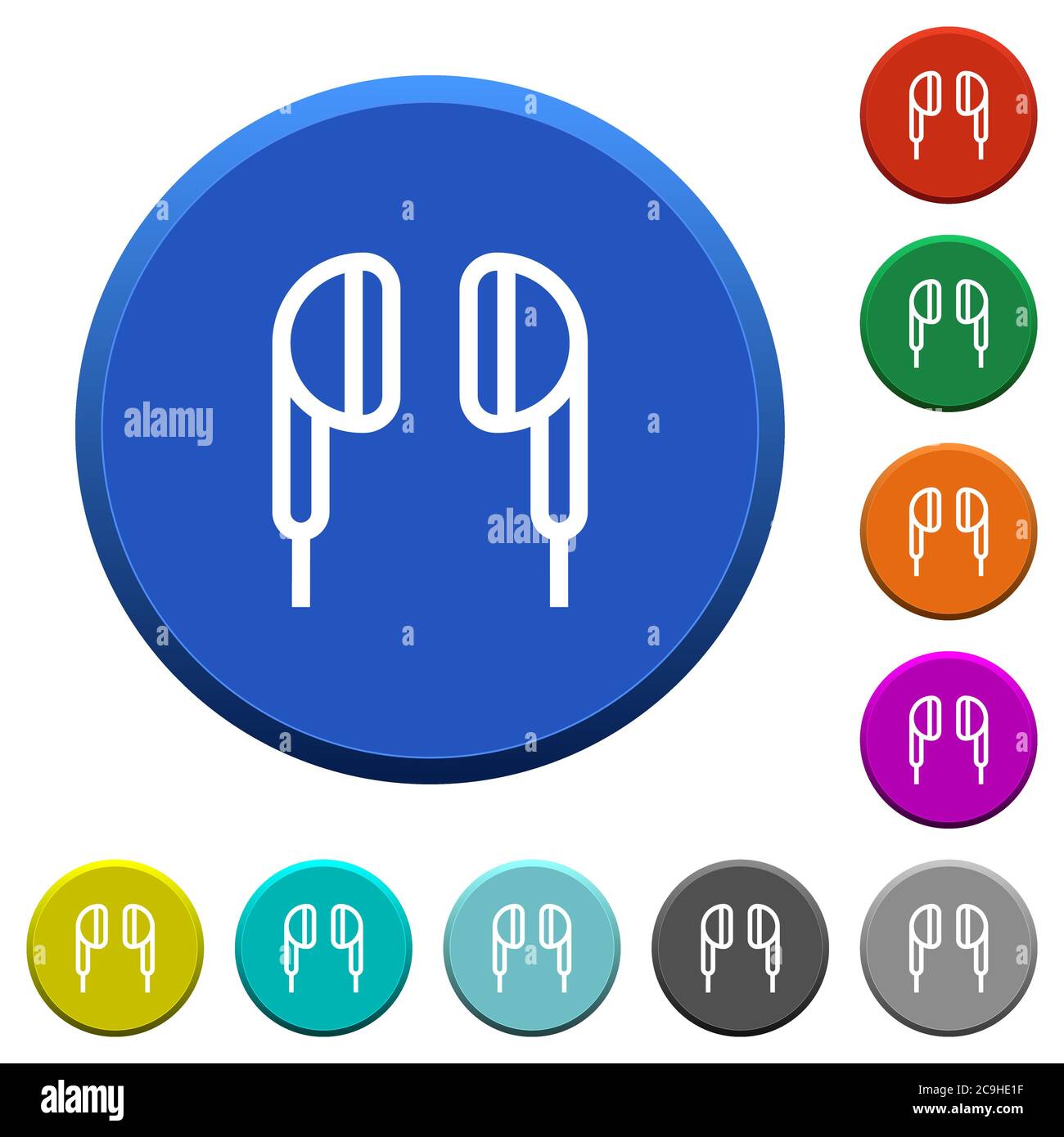 Earphone round color beveled buttons with smooth surfaces and flat ...