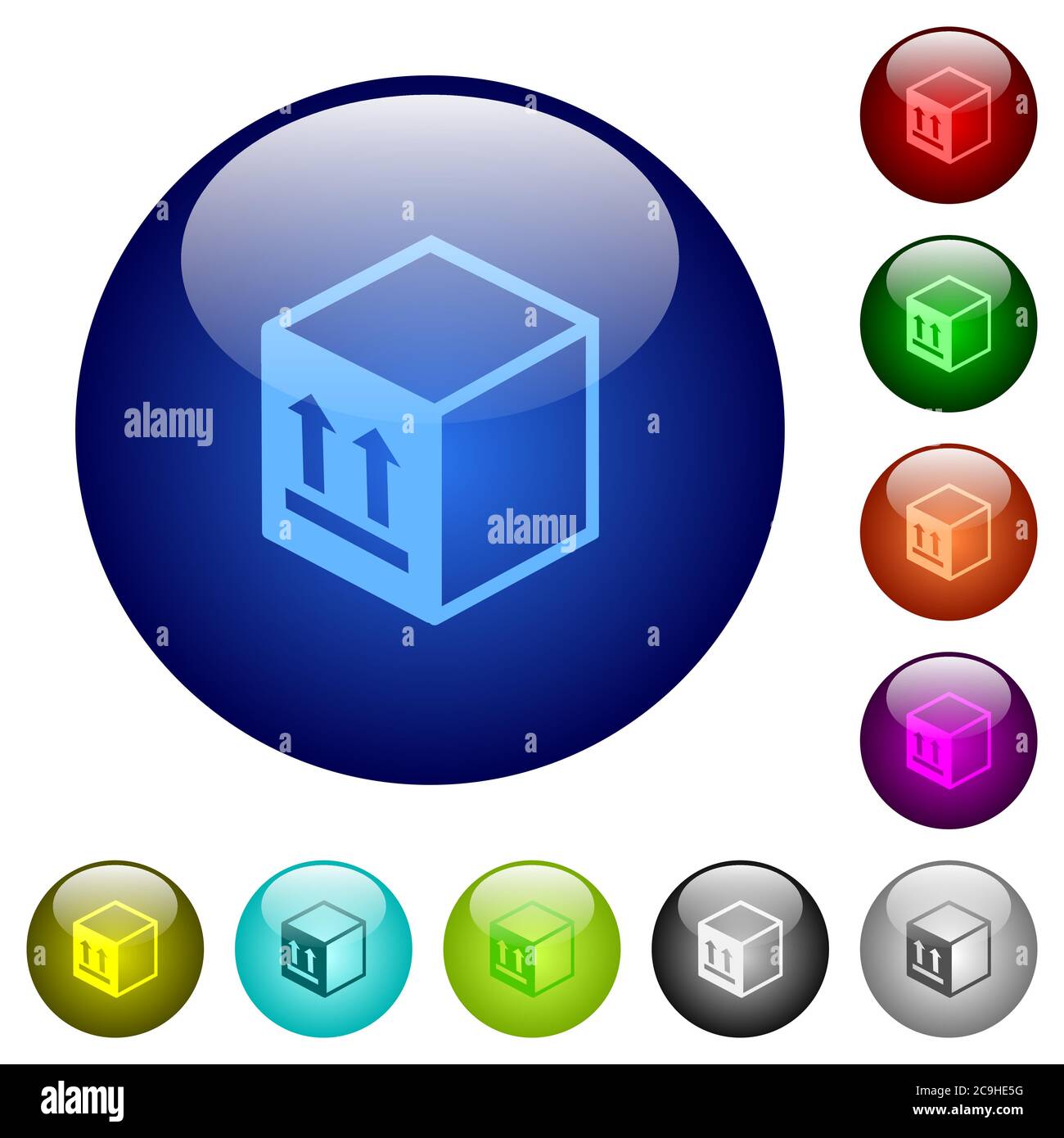 Package icons on round color glass buttons Stock Vector Image & Art - Alamy