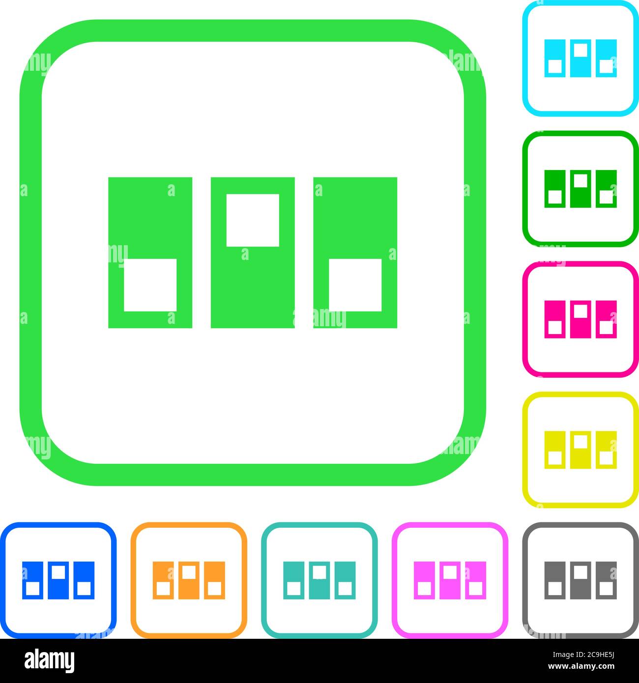 Switchboard vivid colored flat icons in curved borders on white ...
