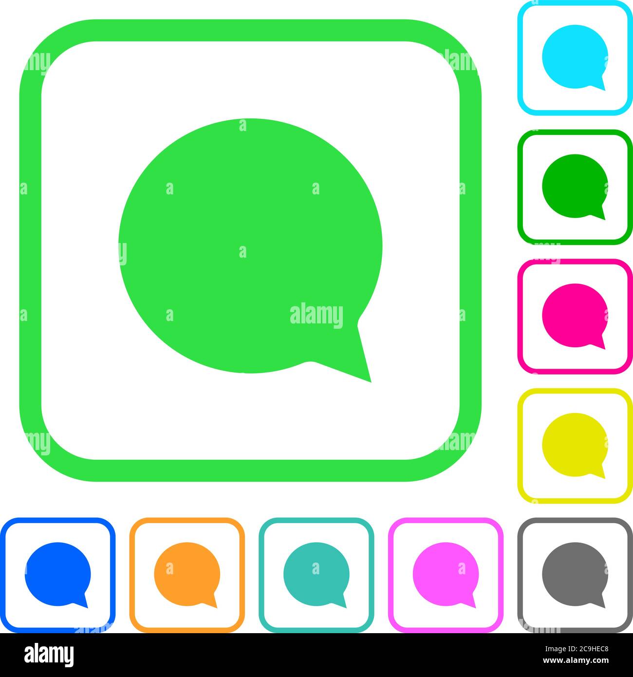 Blank chat bubble vivid colored flat icons in curved borders on white ...