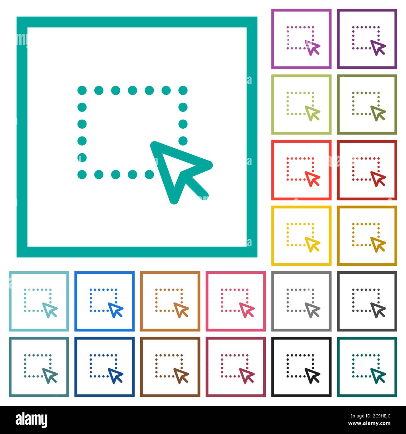 Drag and drop operation flat color icons with quadrant frames on white ...