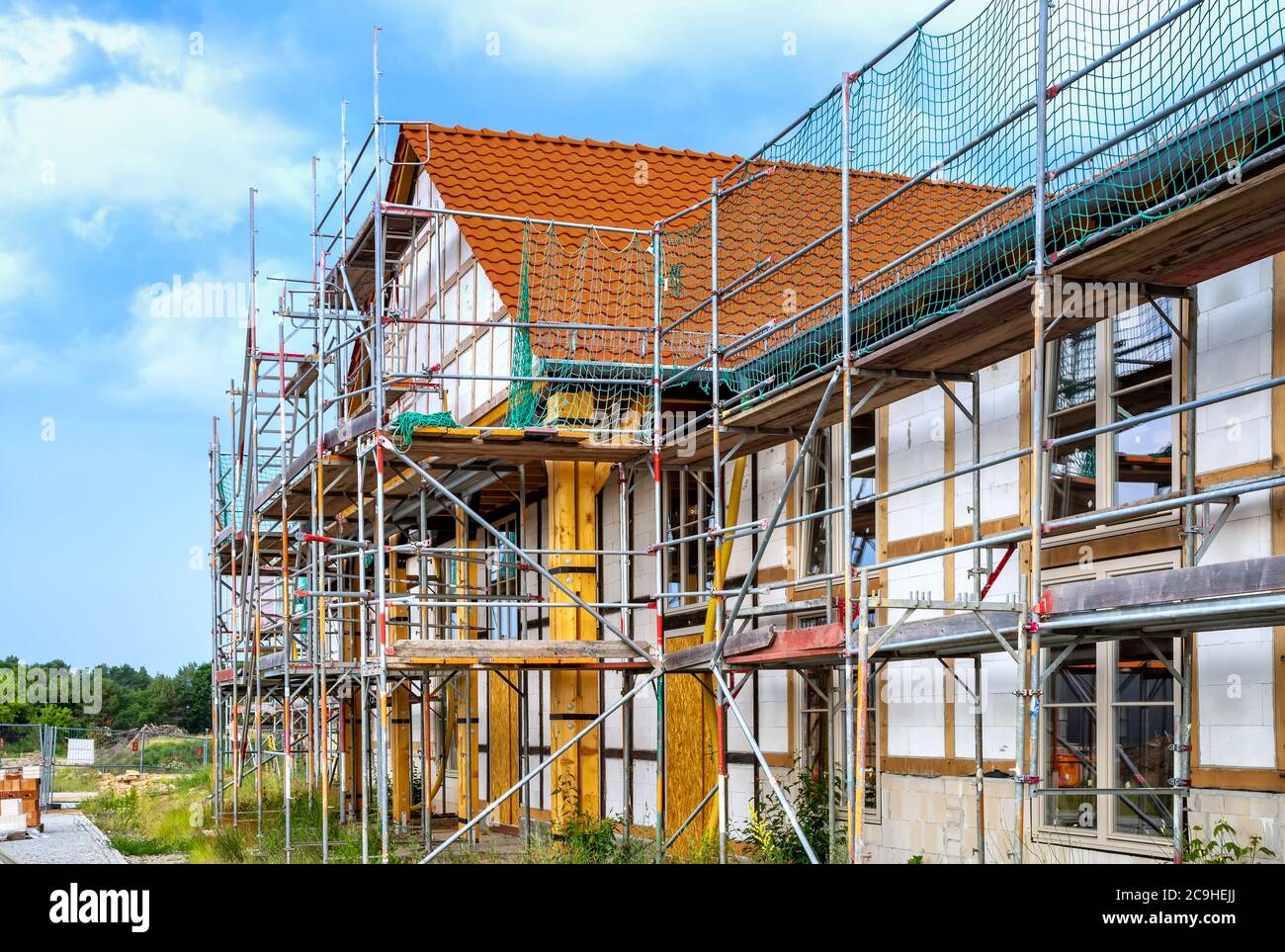 Reconstruction and renovation of an old half-timbered house Stock Photo ...