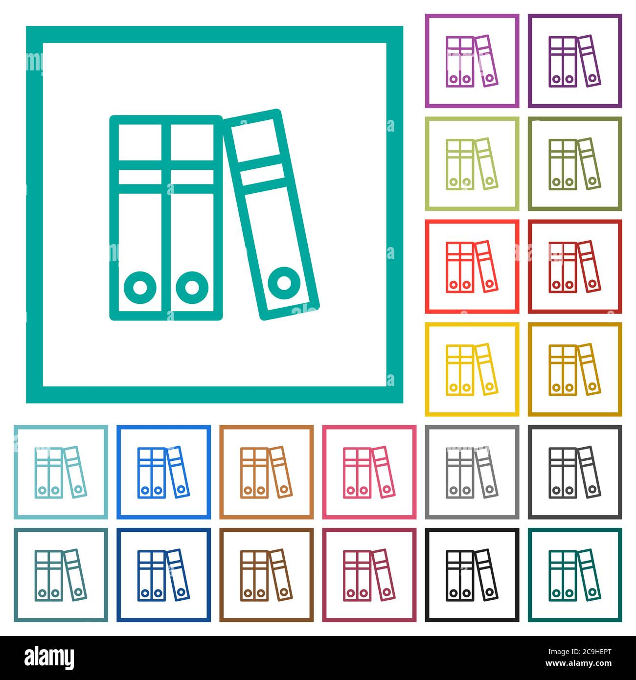Document folders flat color icons with quadrant frames on white ...