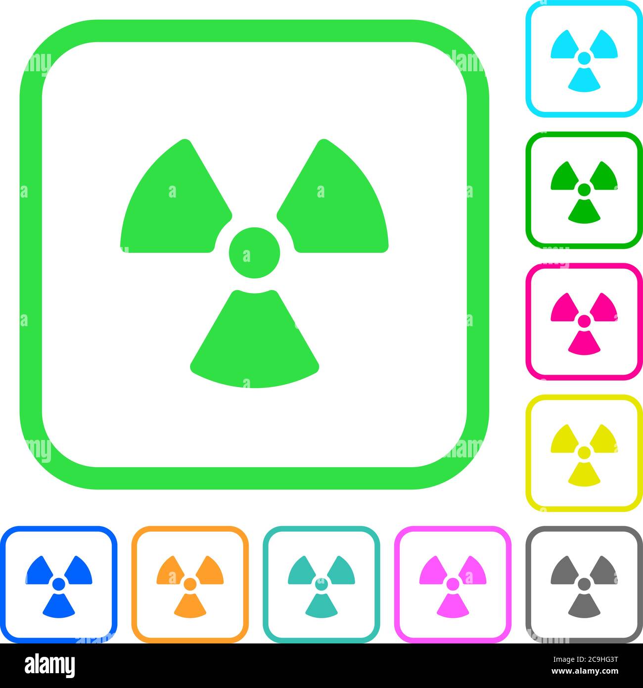 Radiation vivid colored flat icons in curved borders on white ...