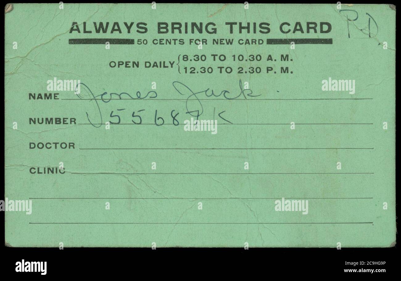 Jack Jones Welfare Card Stock Photo - Alamy