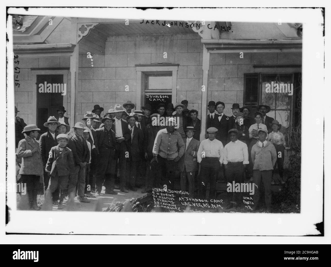 Jack Johnson camp- W. Burns, C. Respress, Perkins, T. Cannon, C. O ...