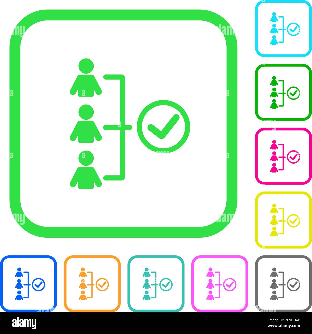 Successful teamwork vivid colored flat icons in curved borders on white ...