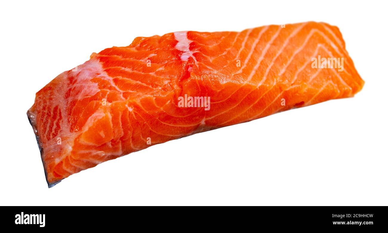 Raw red fish salmon fillet. Isolated over white background Stock Photo ...