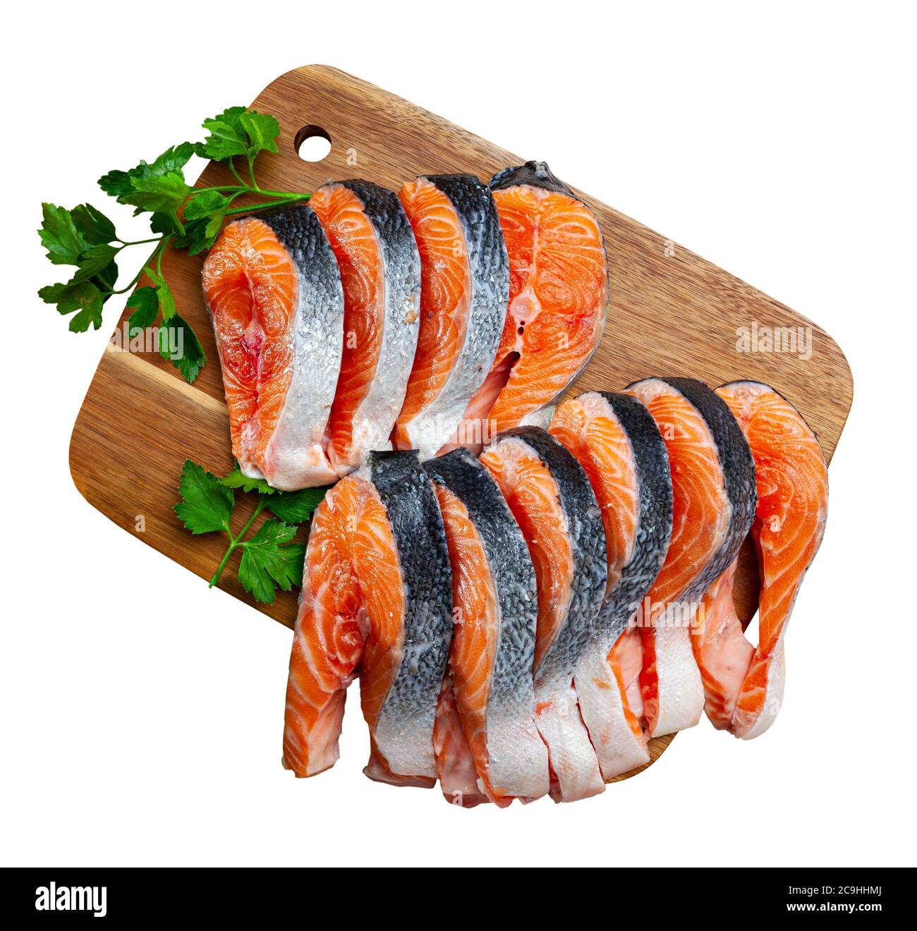 Raw red fish salmon fillet. Isolated over white background Stock Photo ...