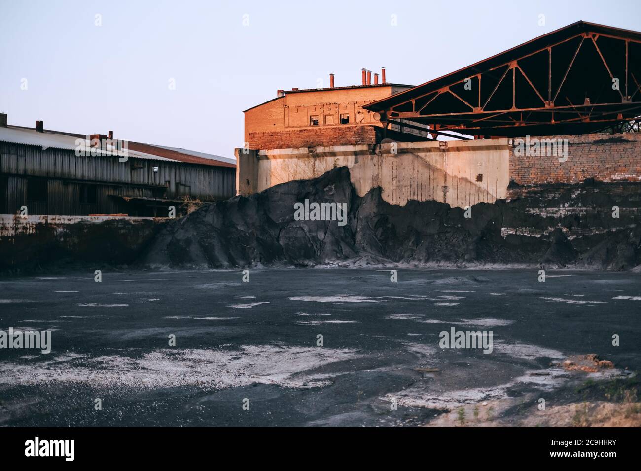 Storage area for industrial coal in production at the old plant Stock ...