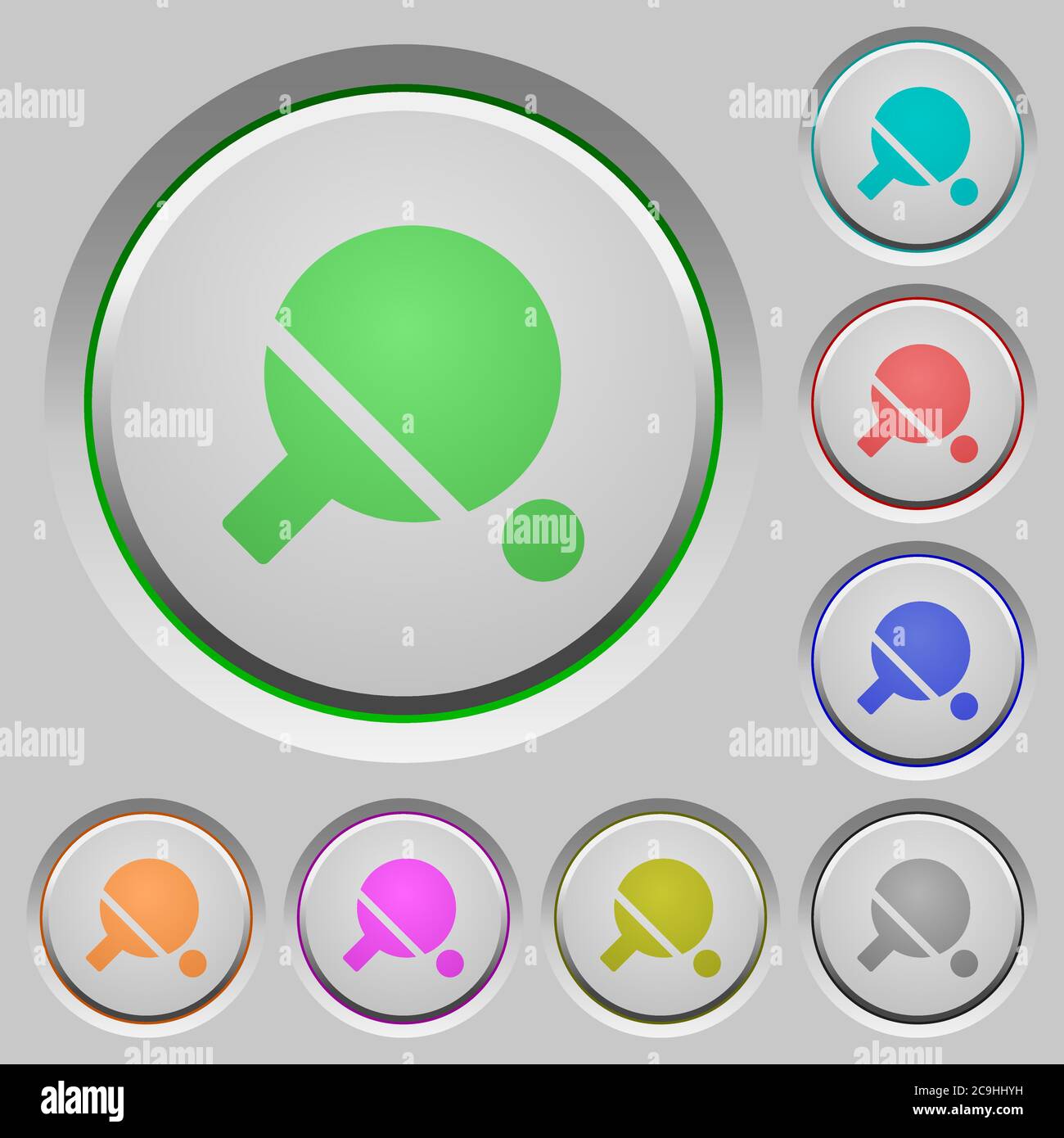 Table tennis color icons on sunk push buttons Stock Vector Image & Art - Alamy