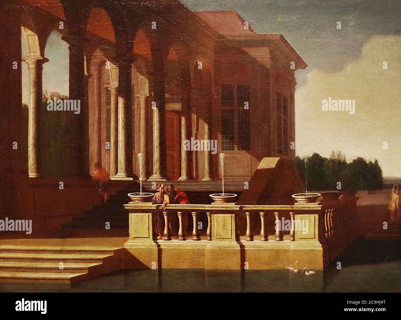 Jacob Ferdinand Saey - Imaginary castle complex with arcade and terrace ...