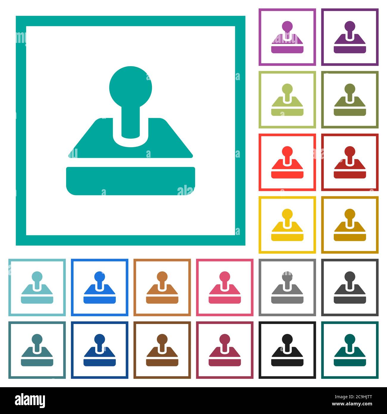 Retro Joystick Flat Color Icons With Quadrant Frames On White Background Stock Vector Image