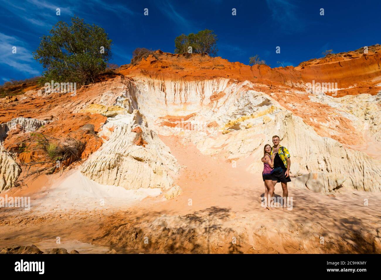 Beautiful smiling caucasian young couple during honeymoon in the park ...