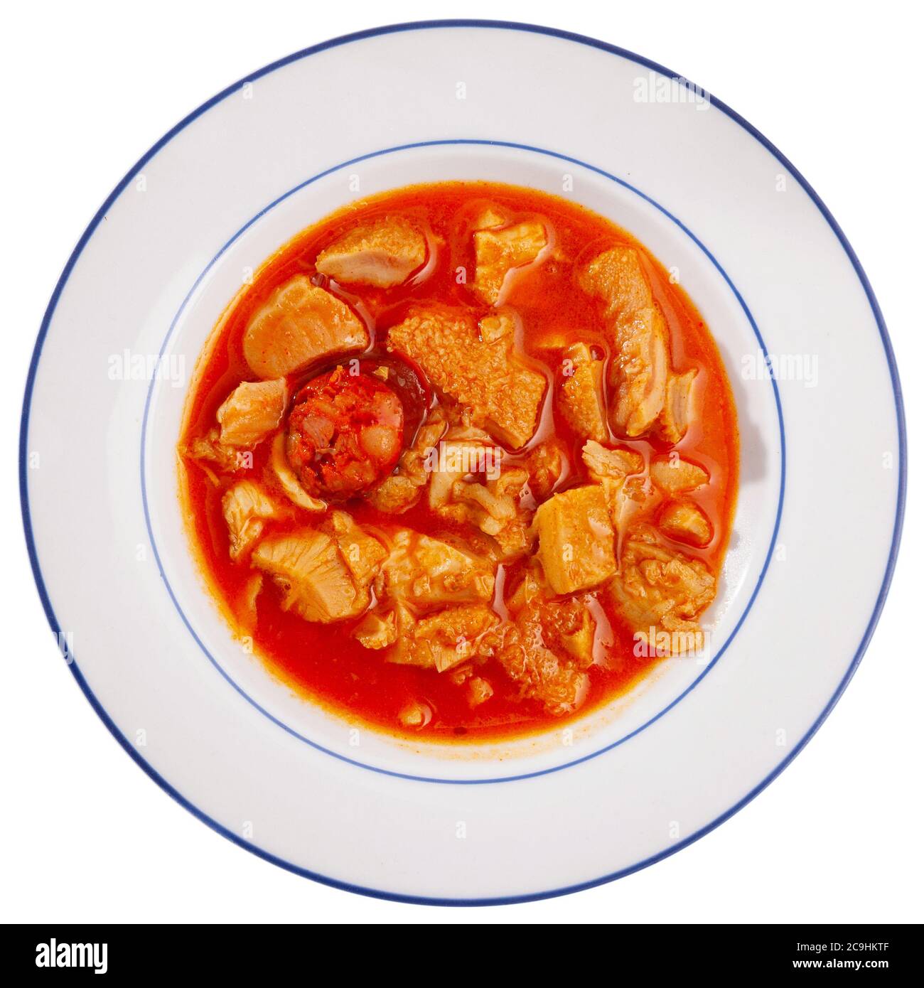 Image of soup from tasty boiled beef tripe with chorizo at plate ...