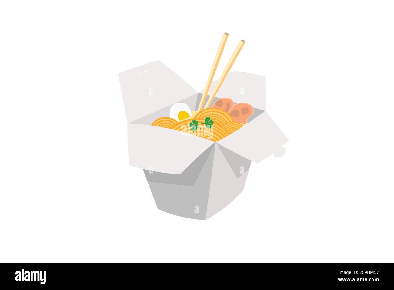 Noodles are packed in paper boxes isolated on white background Stock ...