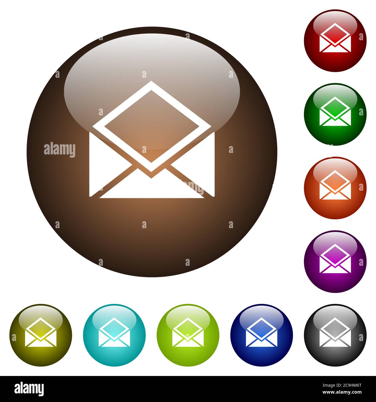 Open mail white icons on round color glass buttons Stock Vector Image ...