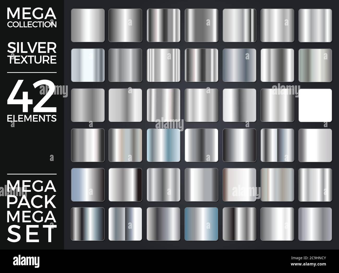 Vector Set of Silver Gradients, Silver Squares Collection, Textures ...