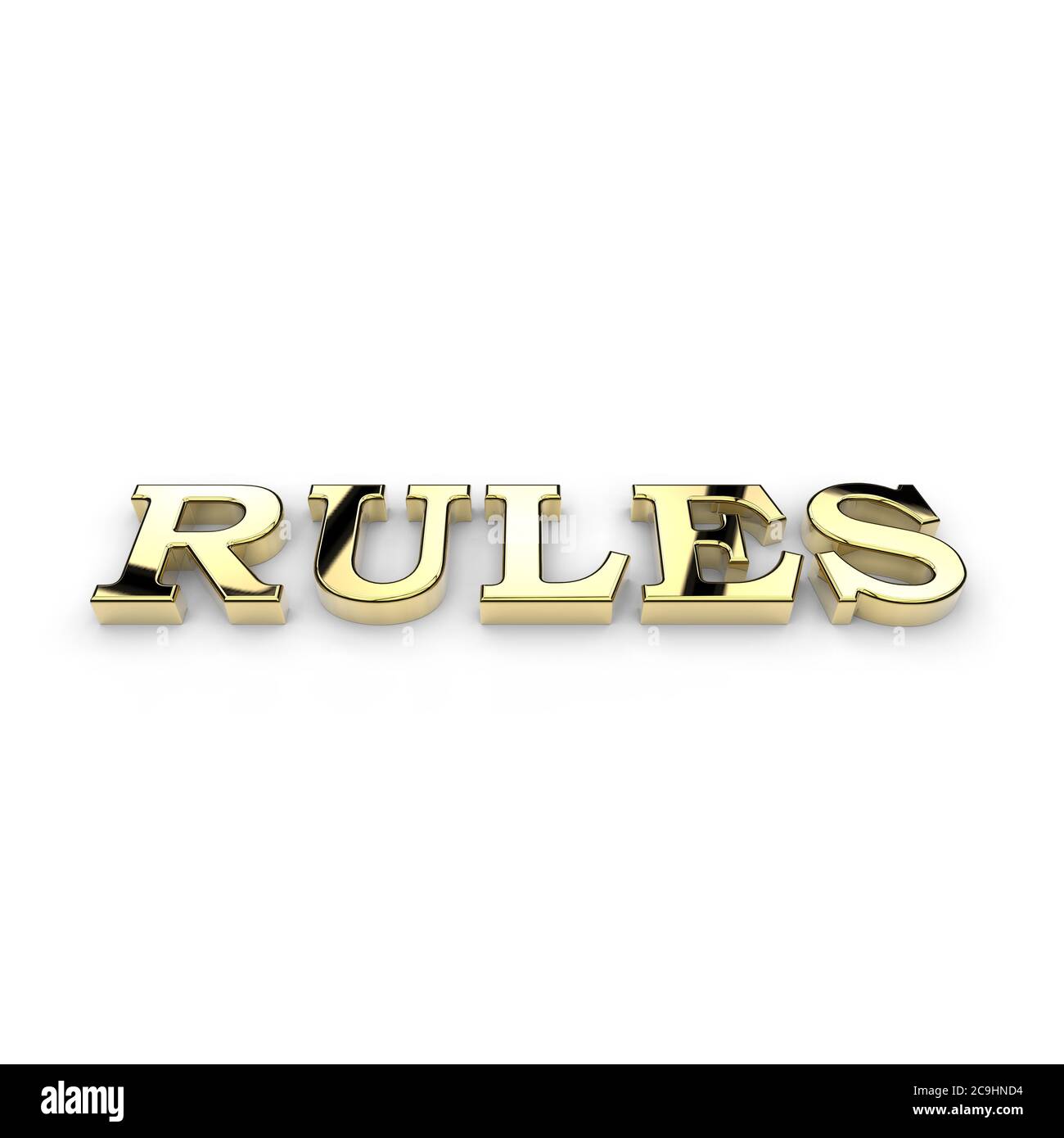 Shiny 3D golden rules on a white background Stock Photo - Alamy