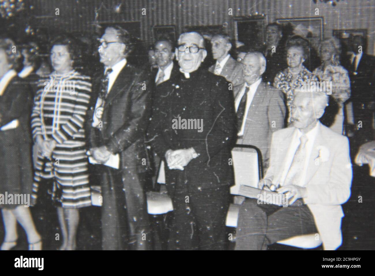Fine 1970s vintage black and white photography of a regular audience ...