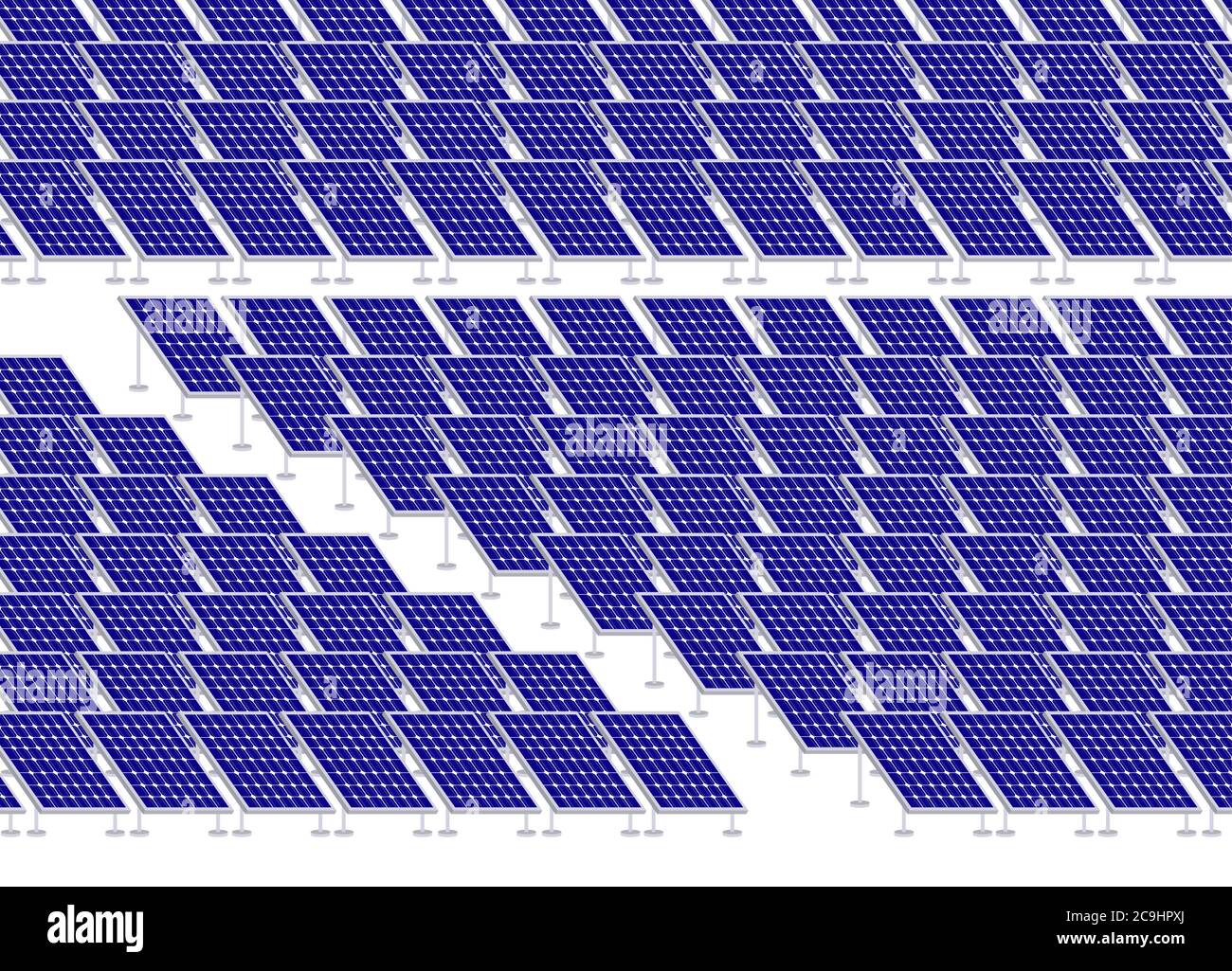 Solar panels lined up in rows at solar farm for renewable energy Stock ...