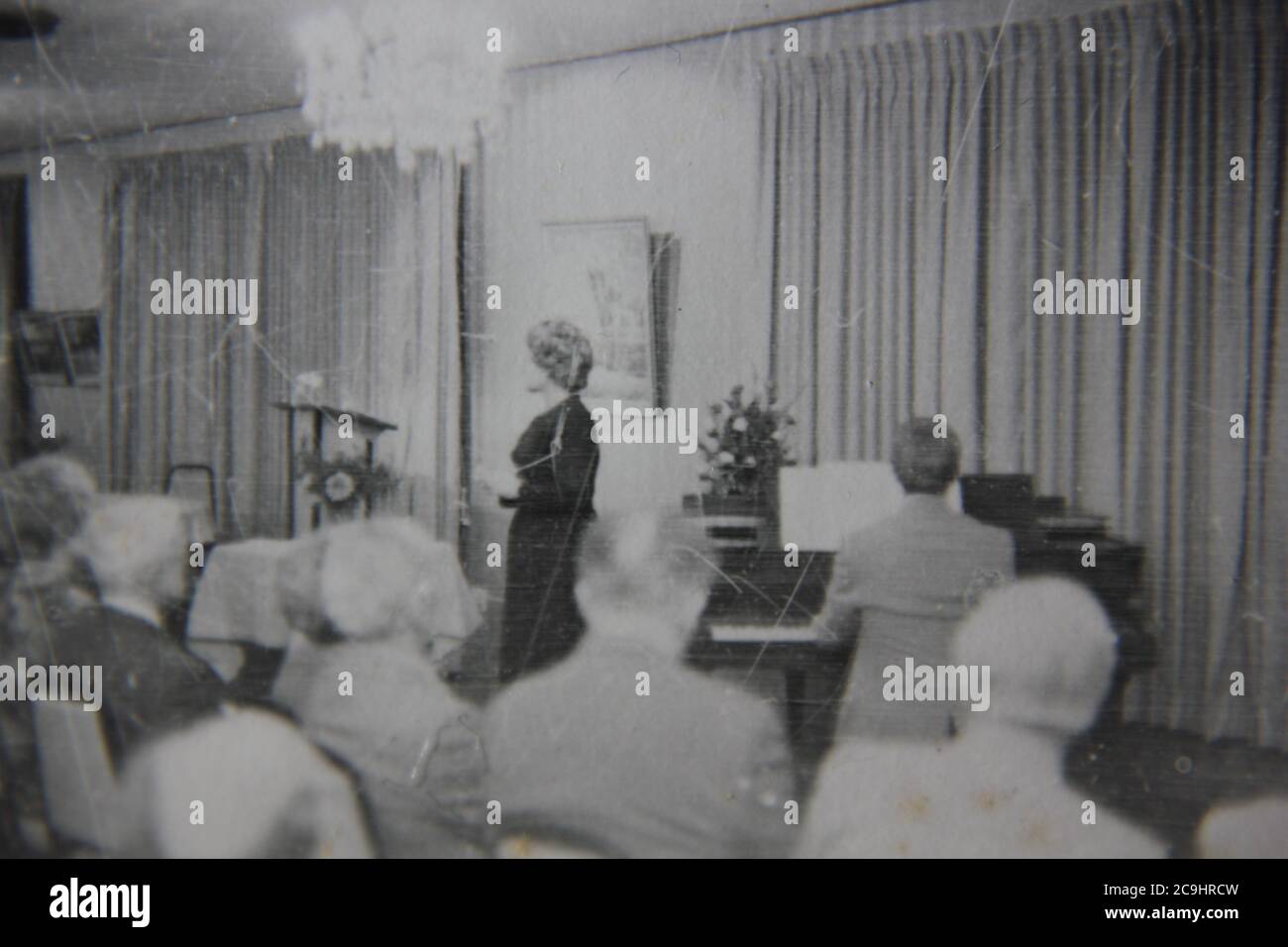 Fine 1970s vintage black and white photography of a lady singer giving ...