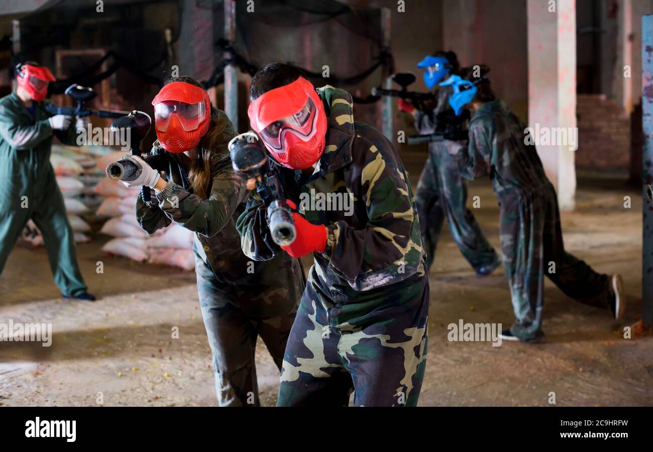 happy italian players of red team are ready for attack on battlefield ...