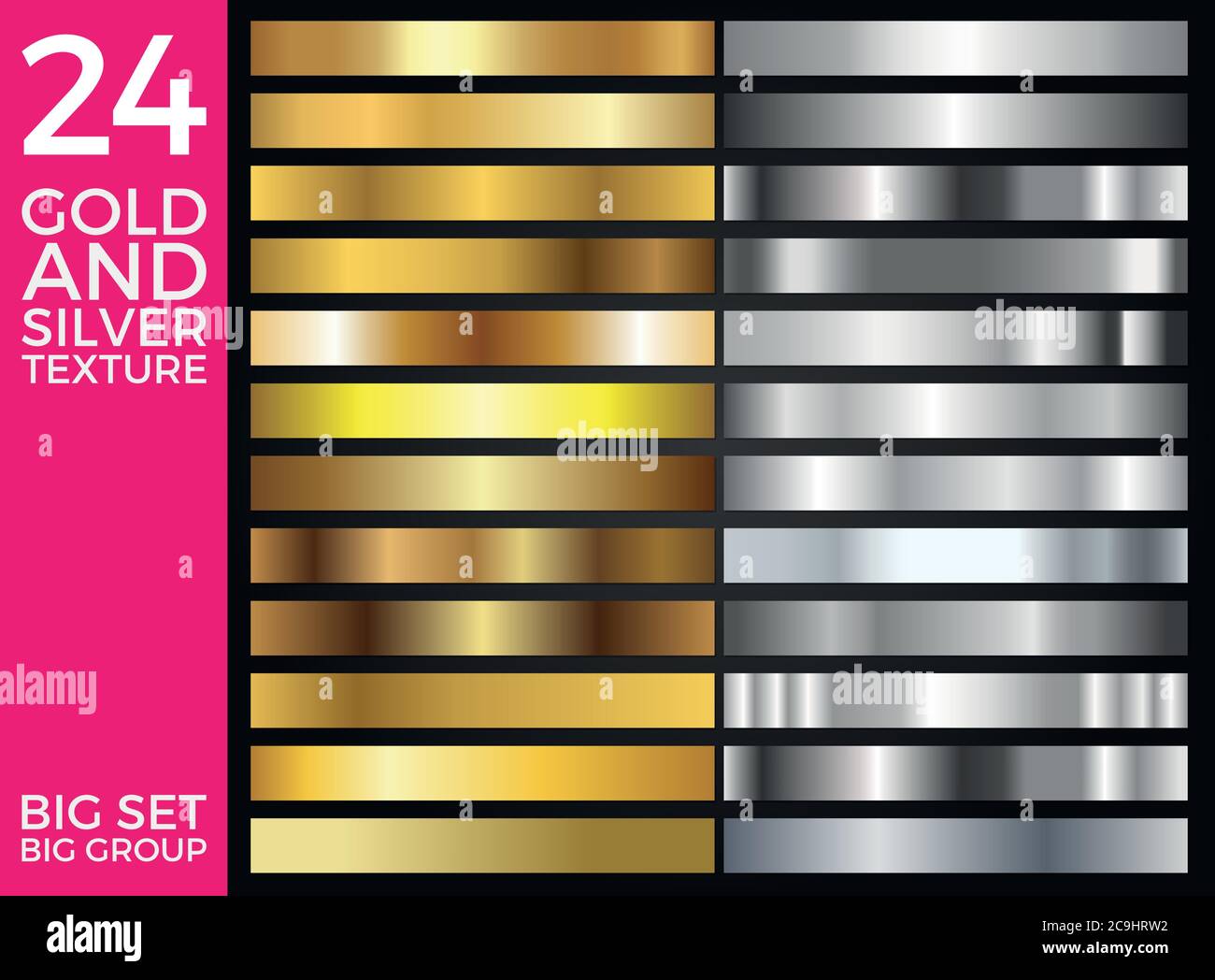 Vector Set of Gold and Silver Gradients, Gold and Silver Squares ...