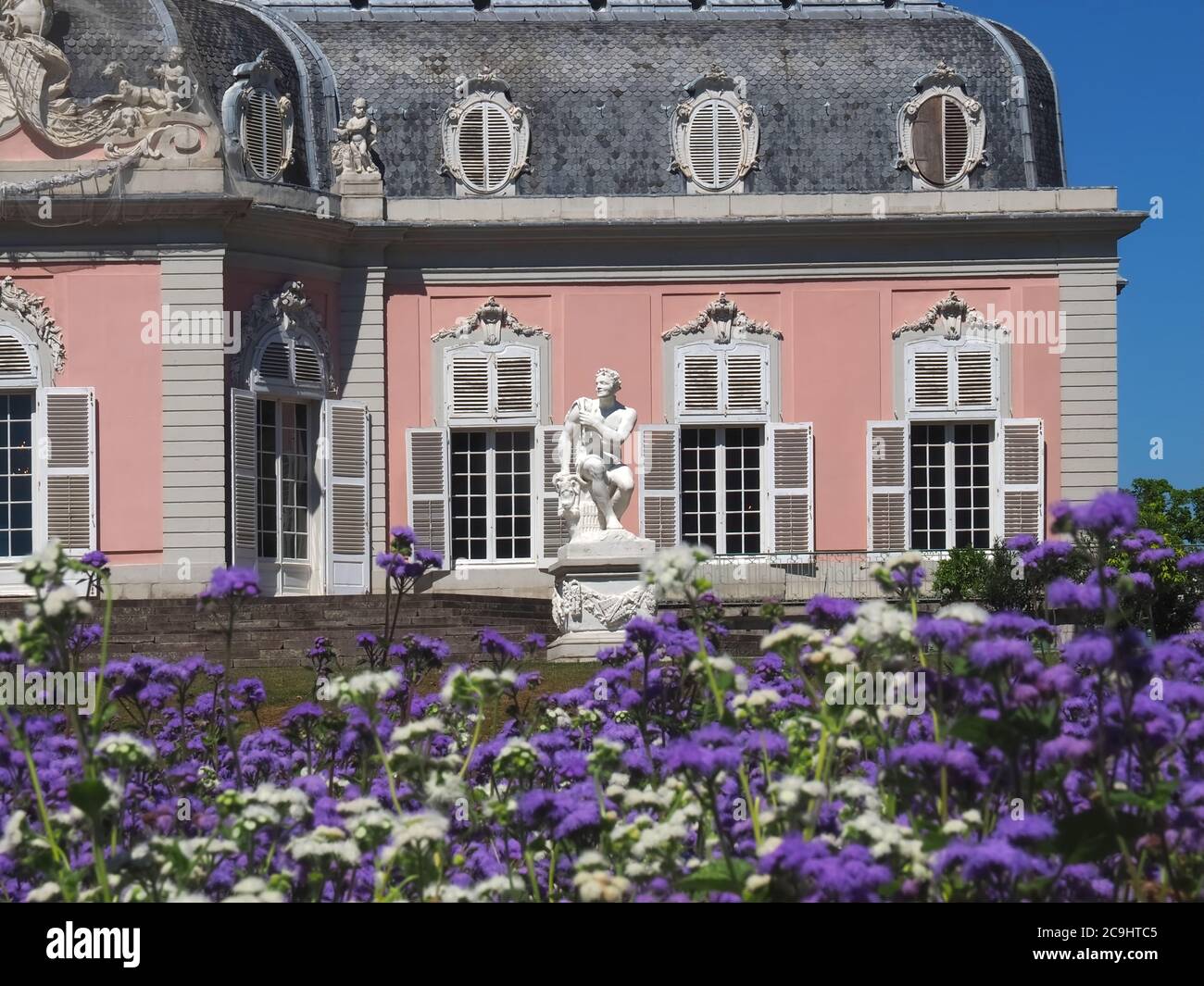 Romantic pink castle in Duesseldorf Schloss Benrath with a beautiful ...