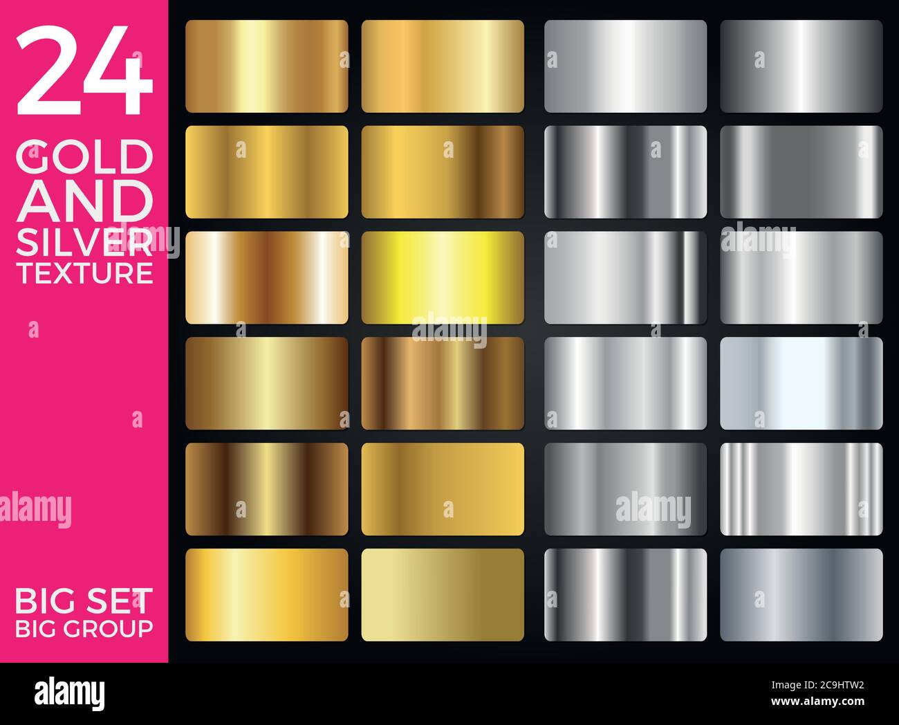 Vector Set of Gold and Silver Gradients, Gold and Silver Squares ...