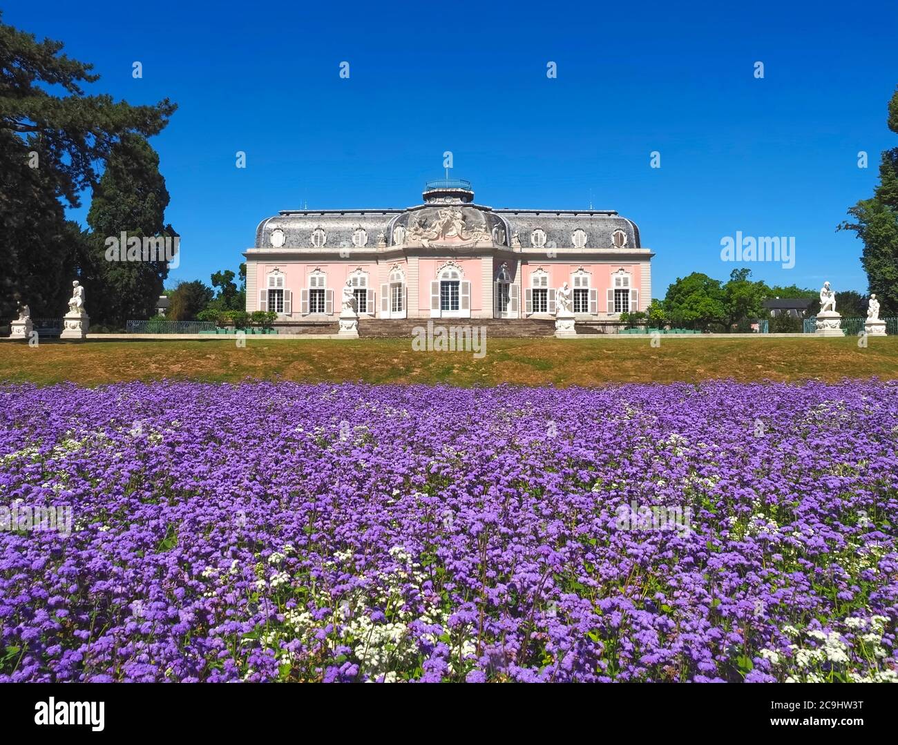 Romantic pink castle in Duesseldorf Schloss Benrath with a beautiful ...