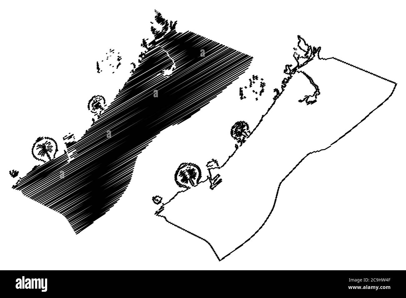 Dubai City (United Arab Emirates, UAE, Emirate of Dubai) map vector ...