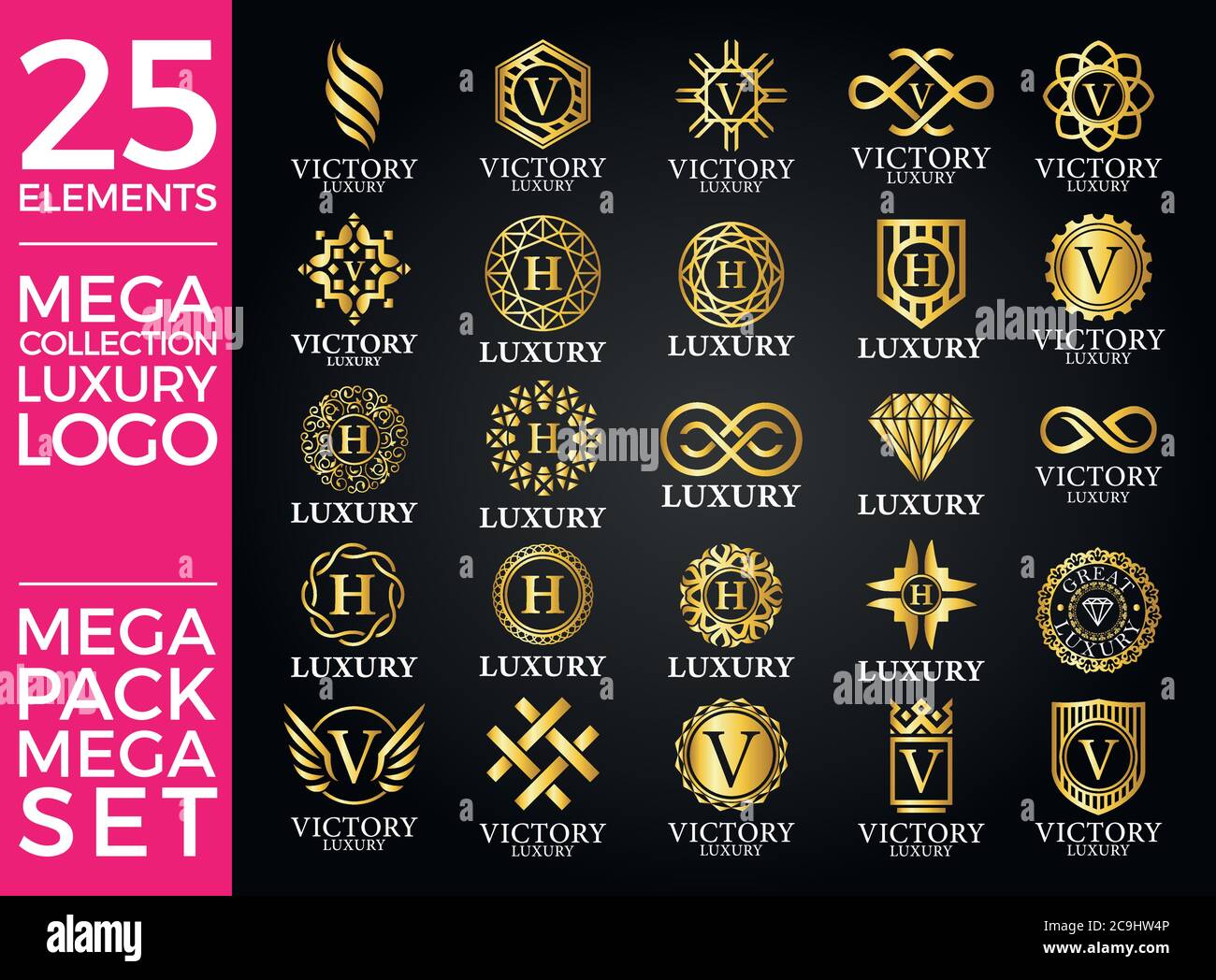 Great Luxury Set, Royal and Elegant Logo Vector Design Stock Vector ...