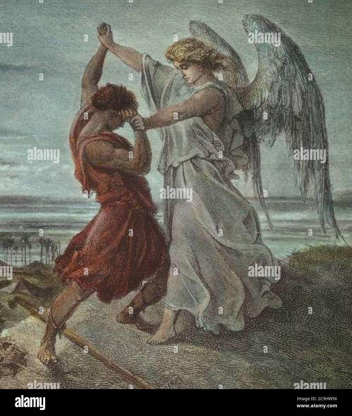 Jacob Wrestling with the Angel (cropped Stock Photo - Alamy