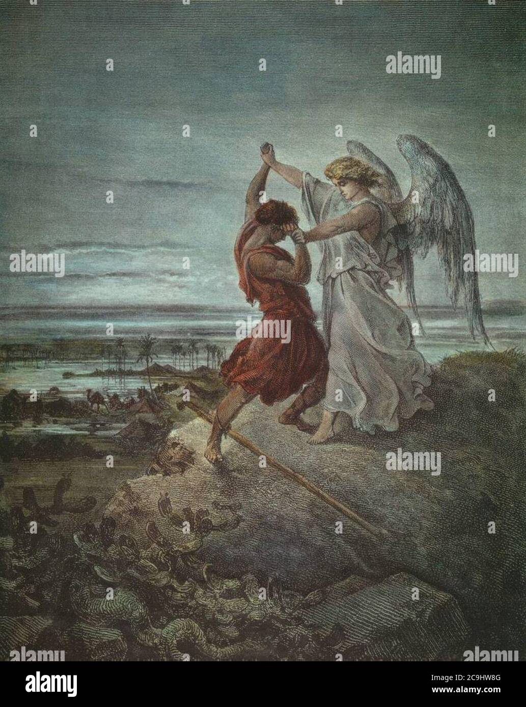 Jacob Wrestling with the Angel Stock Photo - Alamy