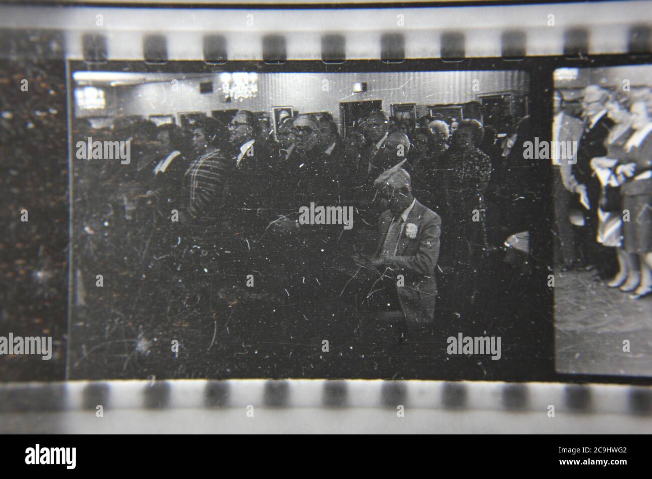 Fine 1970s vintage black and white photography of a regular audience ...