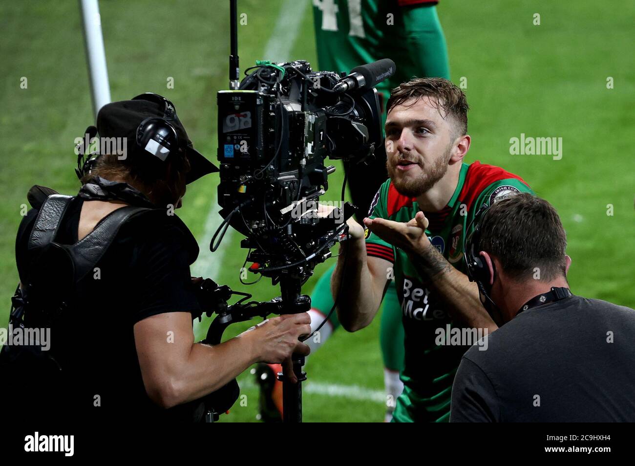 Glentoran's Robbie McDaid celebrates scoring his side's second goal of ...