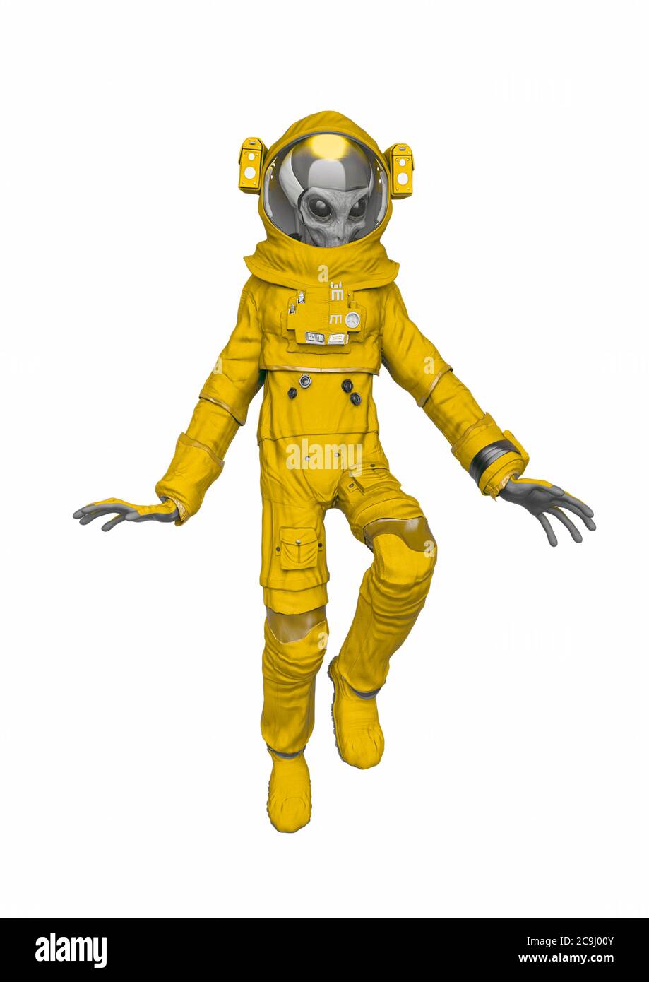 alien astronaut is floating, 3d illustration Stock Photo - Alamy
