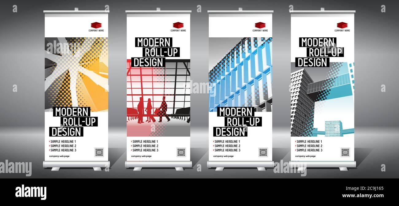 Roll-up templates (85x200 cm) - modern office buildings Stock Vector ...