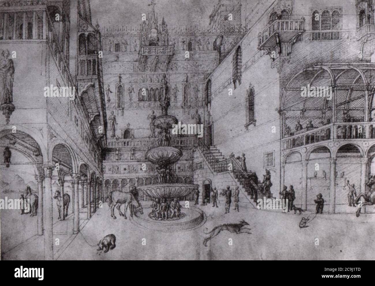 Jacopo bellini, album del louvre, banchetto di erode Stock Photo - Alamy